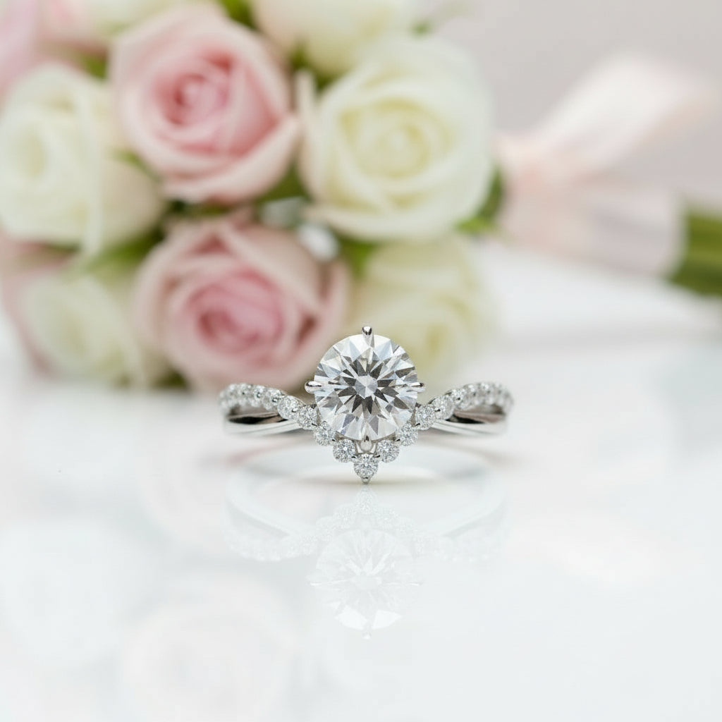 Classic 1.0 Ctw Diamond V-Shaped Engagement Ring – Black Diamonds New York