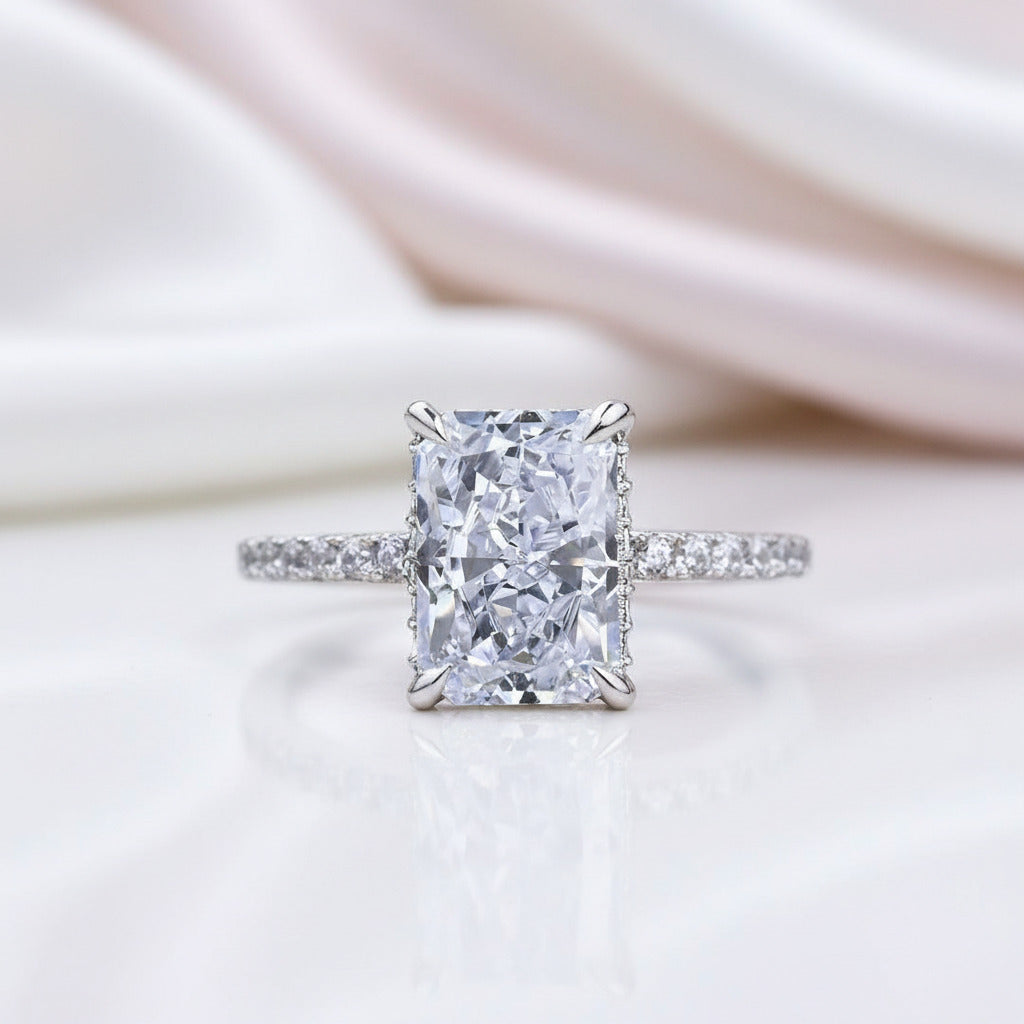 3.5ct Sona Simulated Diamond Radiant Cut Wedding Ring Set from Black Diamonds New York