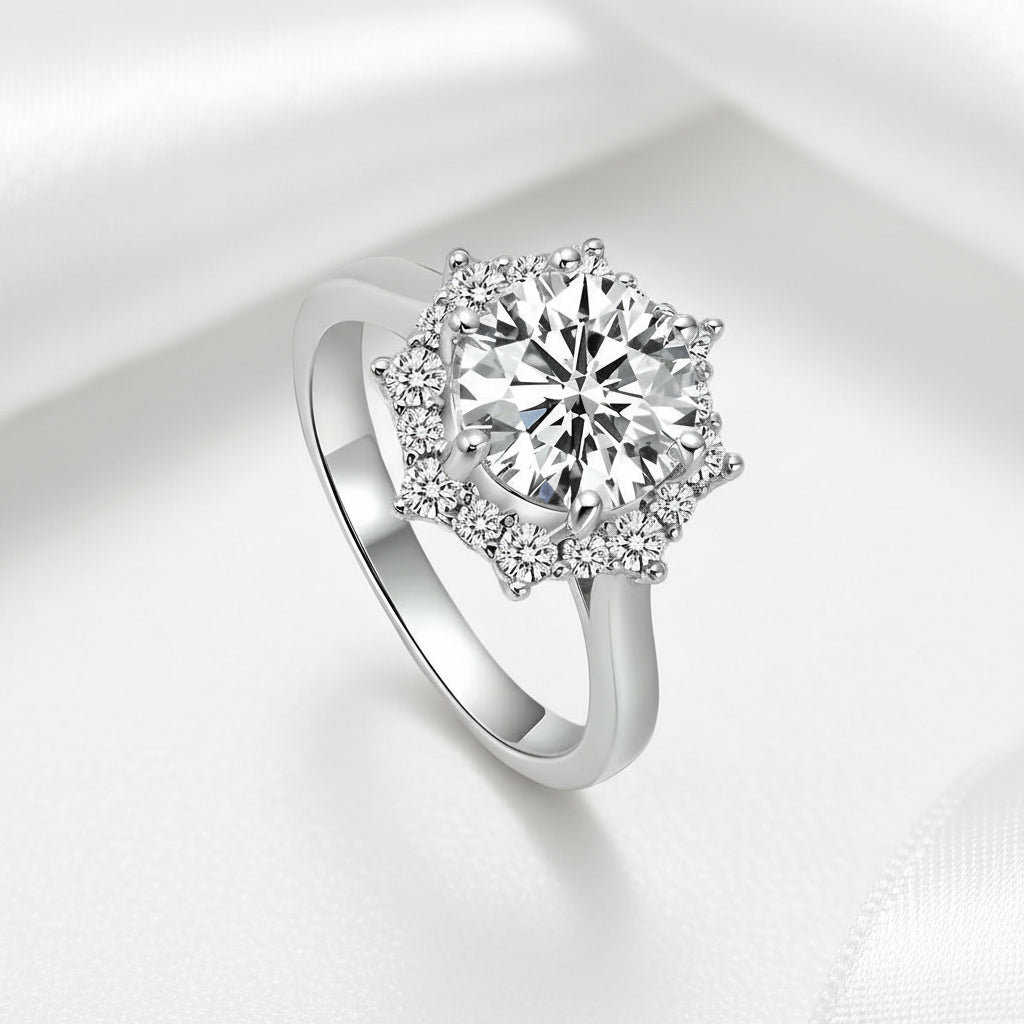 3ct Round Cut Diamond Snow Flake Engagement Ring – Black Diamonds New York