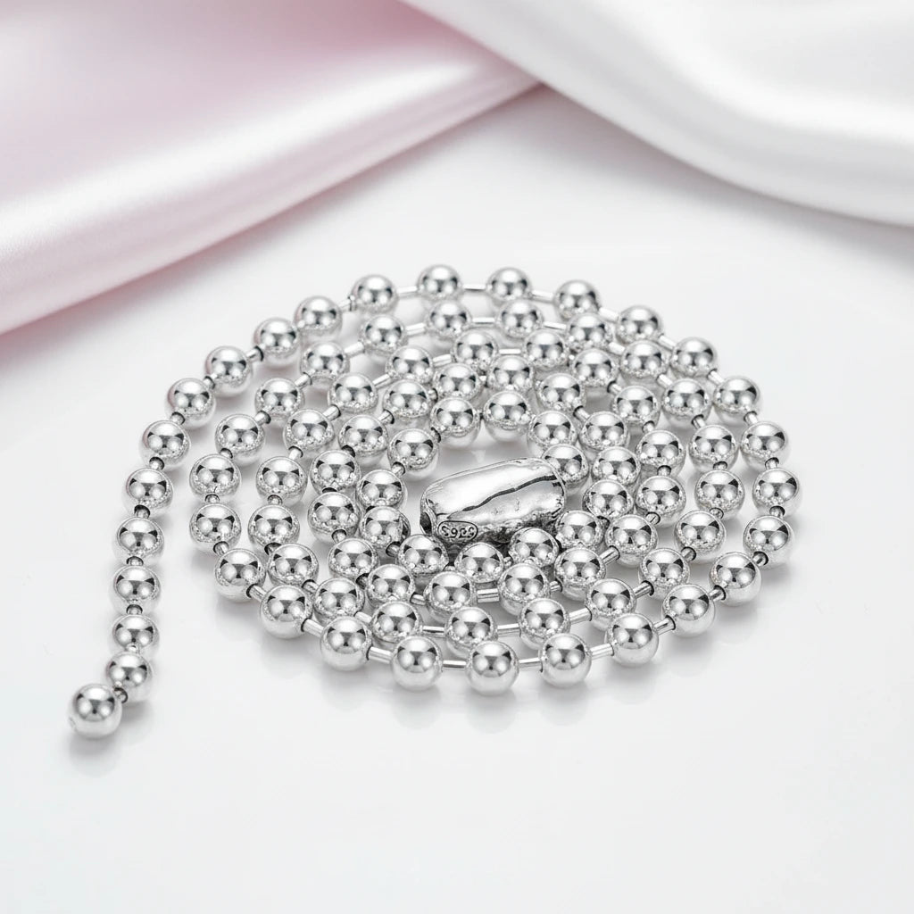 Round Bead Chain Retro Buckle Necklace – Black Diamonds New York