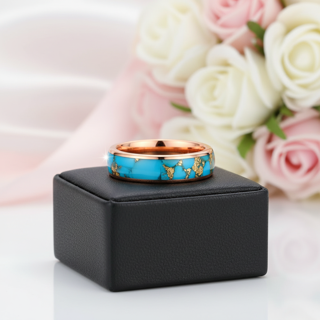 6mm Blue Turquoise Tungsten Carbide Ring – Black Diamonds New York