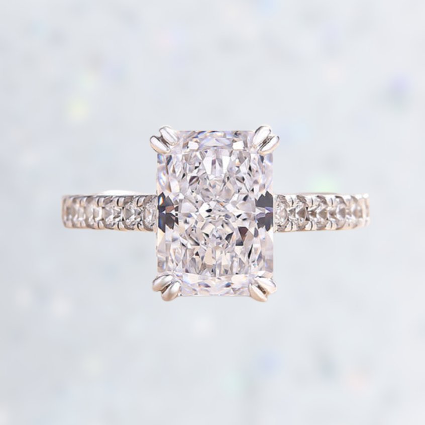 Flash Sale- Elegant 3.0ct Radiant Cut Lab Grown Diamond Engagement Ring ...