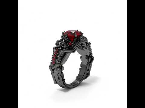 My Ride or Die Promise Ring (Biker Series)- 1.5 ct Round Cut Diamond Gothic Ring from Black ...