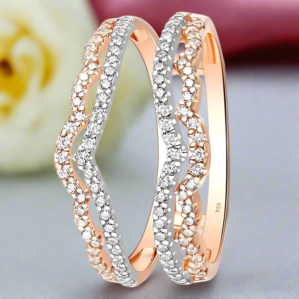 Two tone Elegant Curve Ring Enhancer – Black Diamonds New York