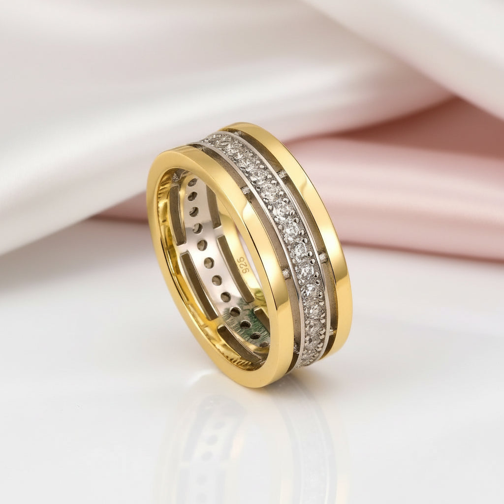 Two-Tone Eternity Diamond Option Men's Wedding Band – Black Diamonds ...