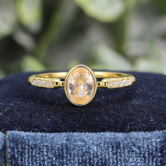 1.12Ct Oval Cut Diamond Bezel Setting Engagement Ring from Black ...