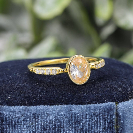 1.12Ct Oval Cut Diamond Bezel Setting Engagement Ring from Black ...