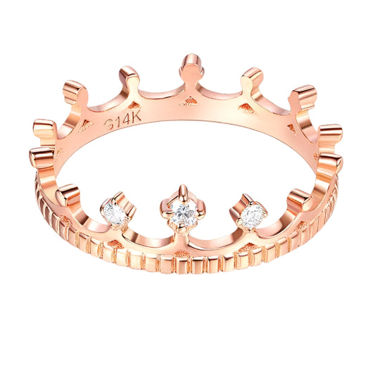 14K Rose Gold Crown Ring 0.04ct Natural Diamond from Black Diamonds New ...