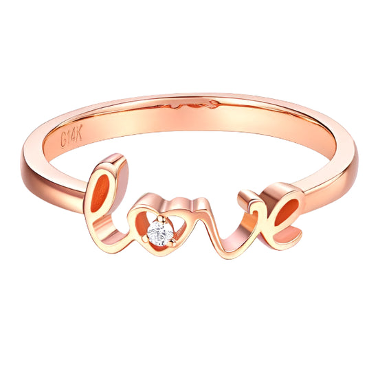 14K Rose Gold Love Ring 0.01ct Natural Diamond from Black Diamonds New York