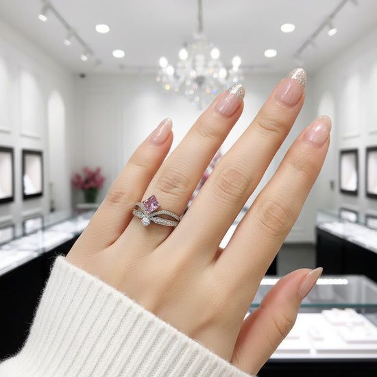 18K White Gold 1ct Princess Cut Pink Diamond Crown Engagement Ring from ...