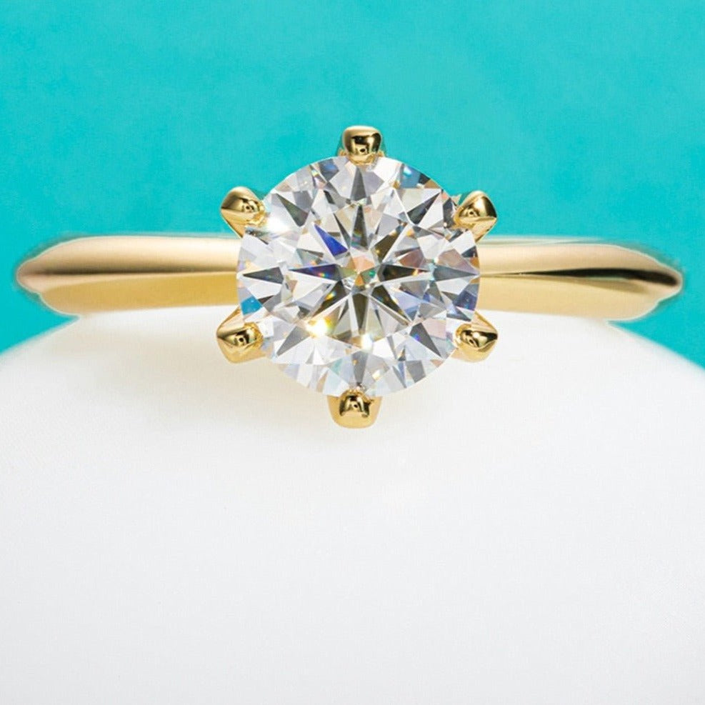 18k Yellow Gold Overlay Diamond Solitaire Engagement Ring from Black ...