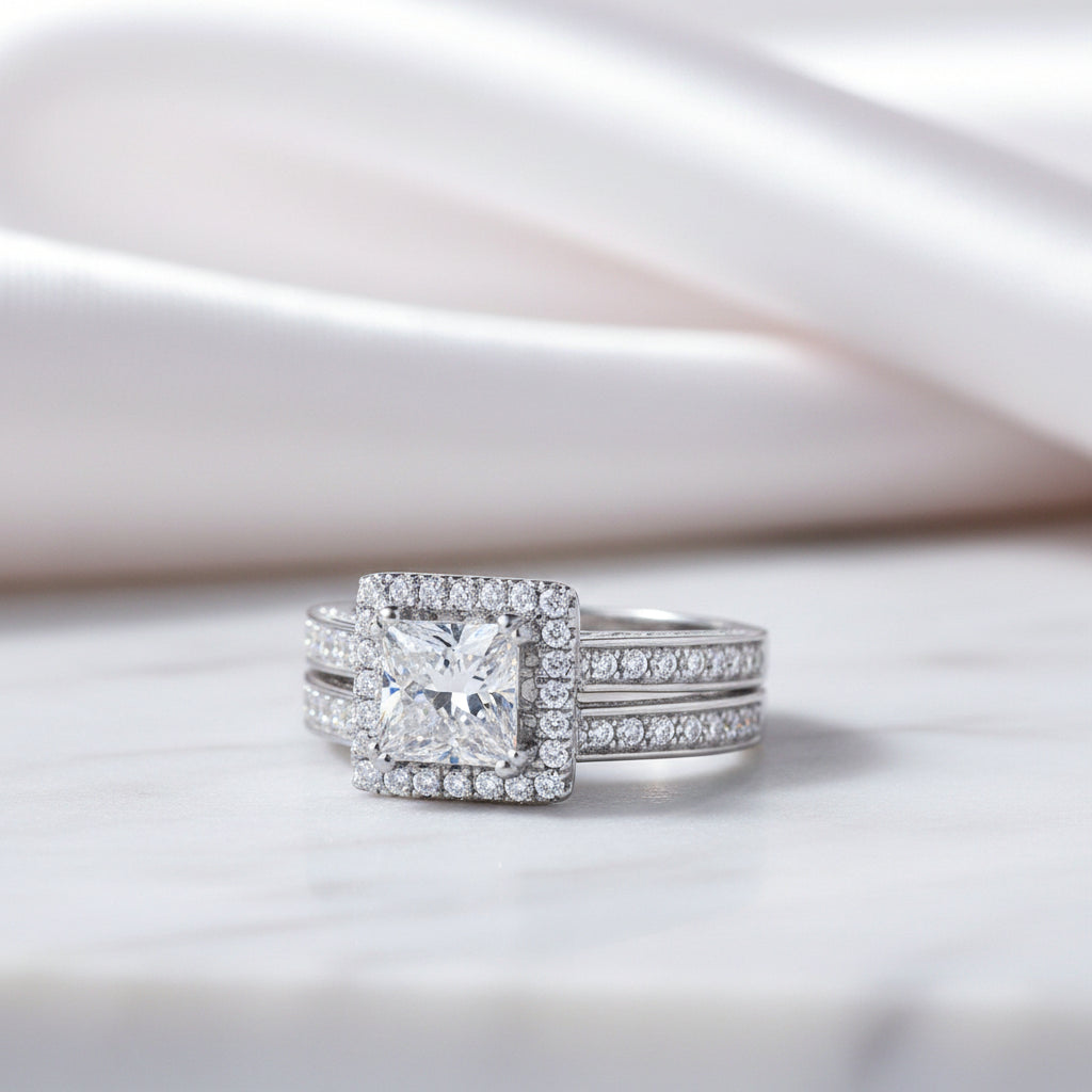 1ct Princess Cut Diamond Option Engagement Ring Set – Black Diamonds ...