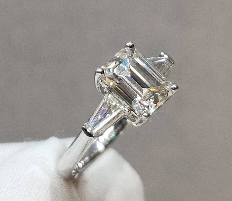 2ct Emerald Cut Diamond Three Stone Engagement Ring from Black Diamonds ...