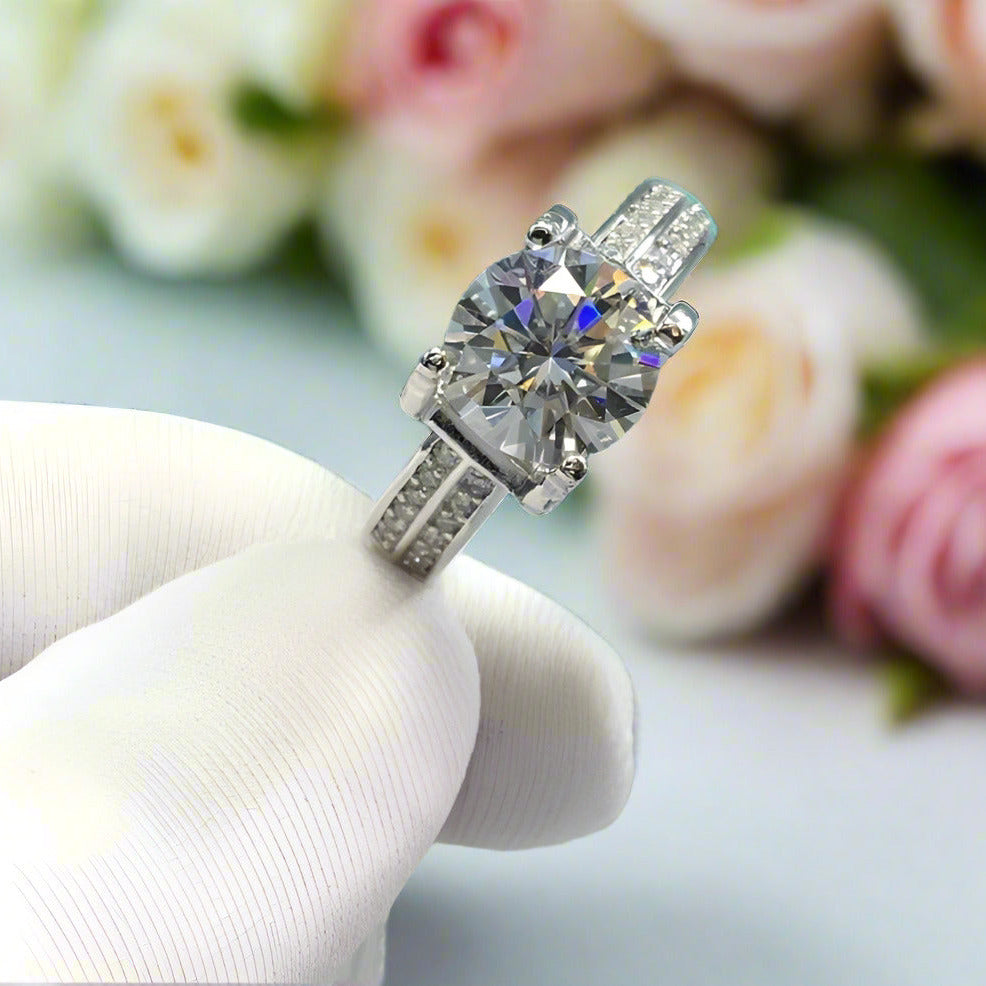 2ct Round Cut Diamond Cow Head Engagement Ring from Black Diamonds New York