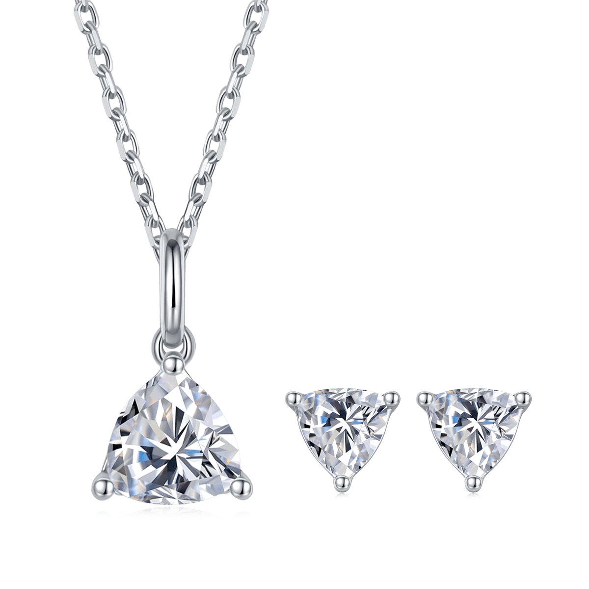 2CT Trillion Cut Diamond Necklace and Earrings from Black Diamonds New York