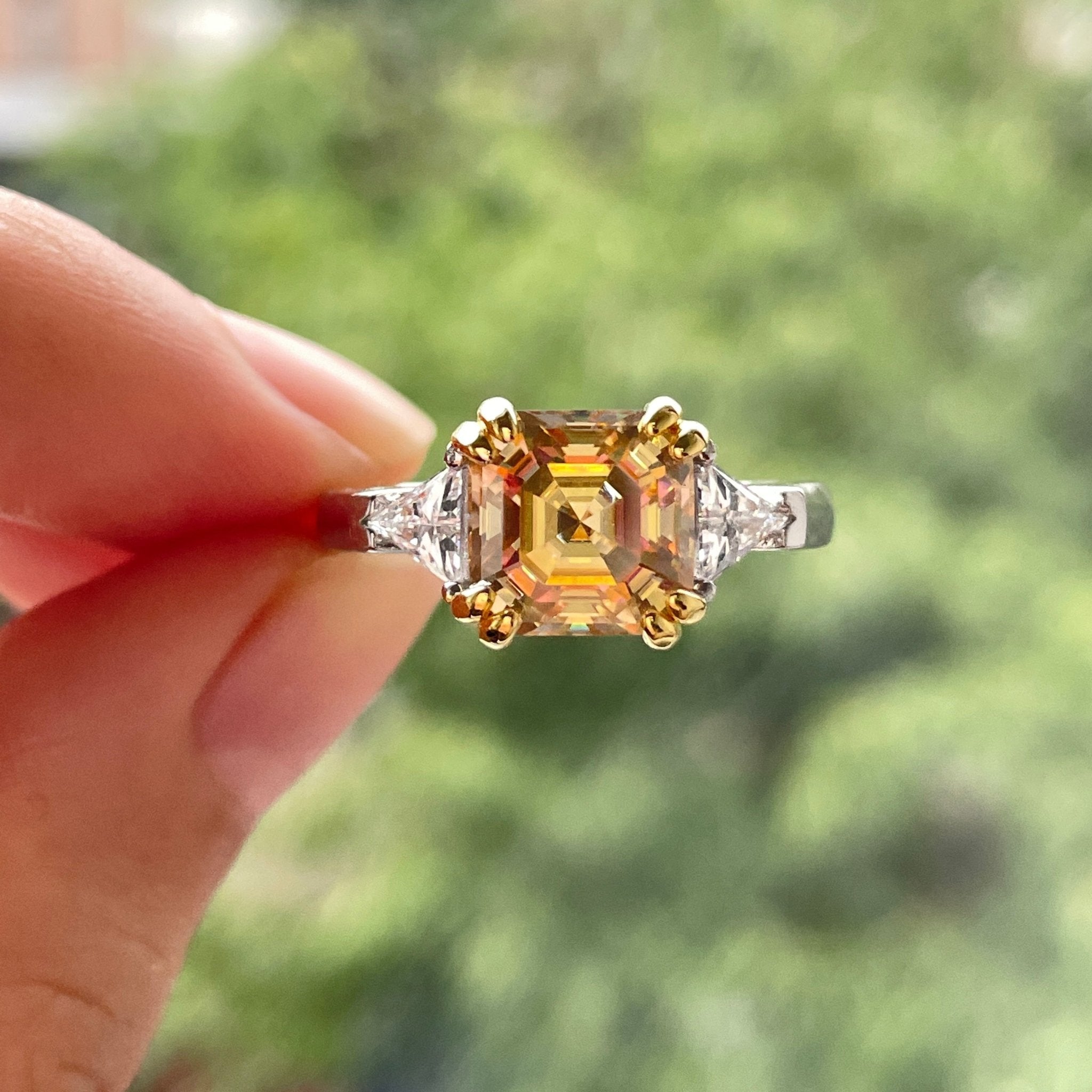3 ct Asscher Cut Yellow Diamond Engagement Ring from Black Diamonds New ...
