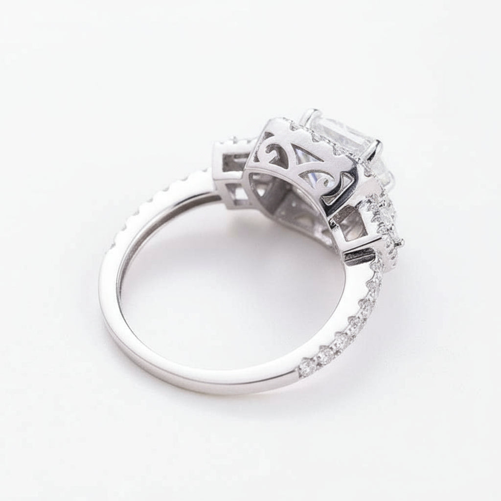 3.0ct Asscher Cut Three Stone Engagement Ring – Black Diamonds New York