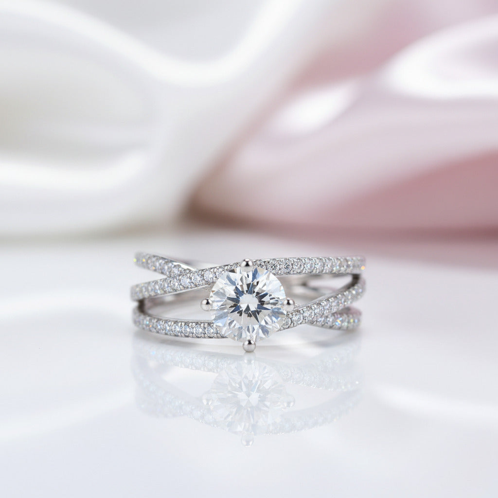 3ct Diamond Four Prong Interweaving Engagement Ring from Black Diamonds ...