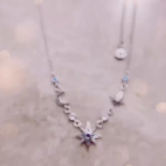 Moon & Star Link Chain Necklace from Black Diamonds New York