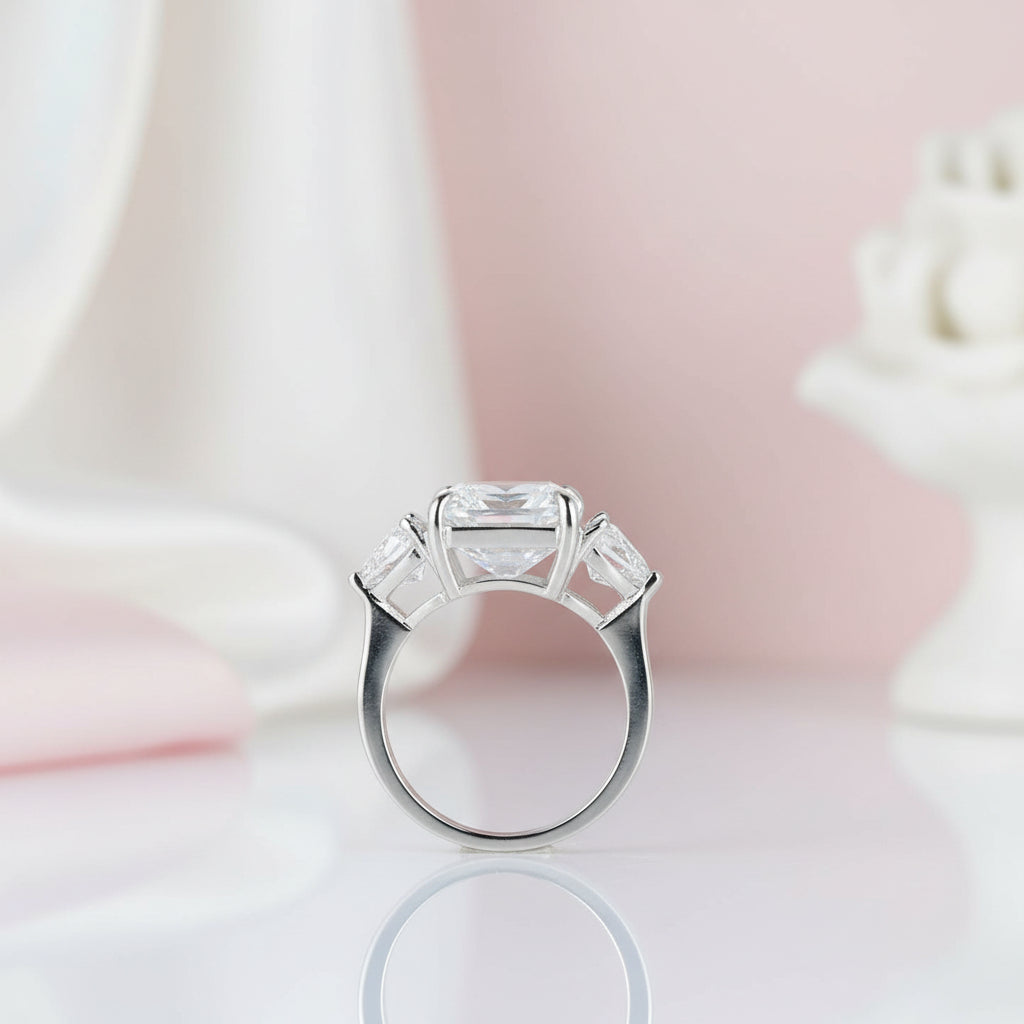 5ct Pink Sapphire Asscher Cut Three Stone Engagement Ring from Black ...