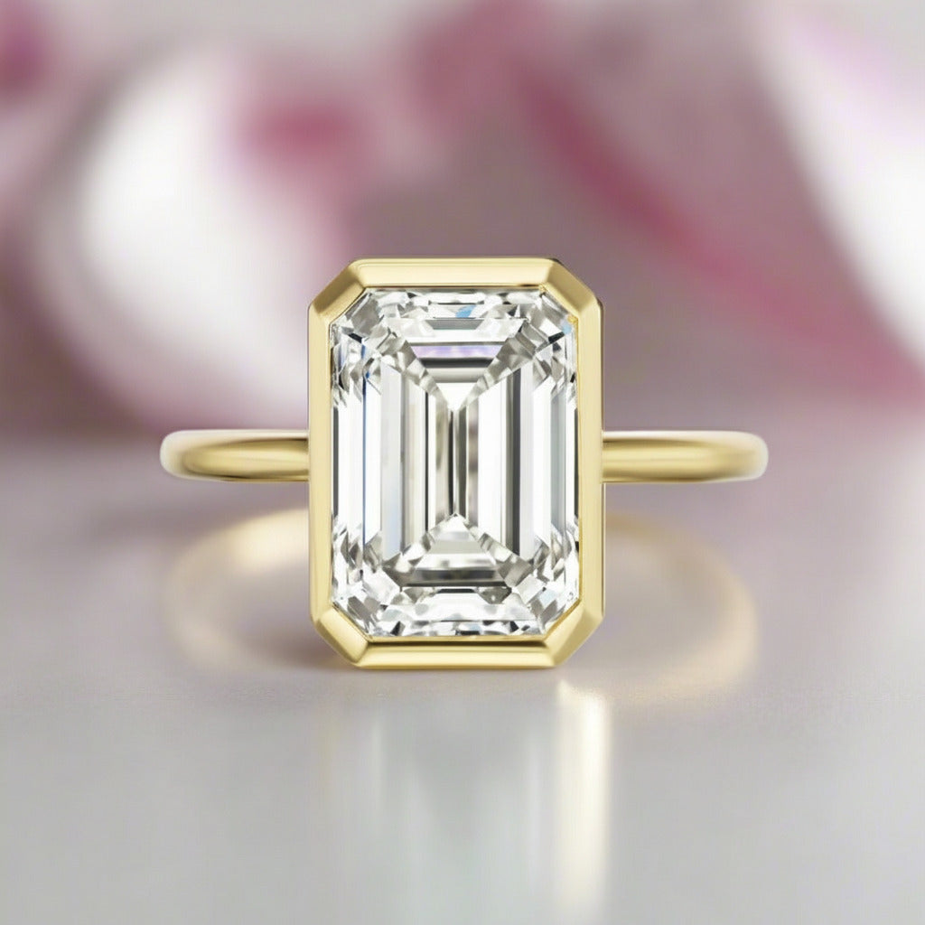 5ct Emerald Cut Diamond Bezel Engagement Ring – Black Diamonds New York
