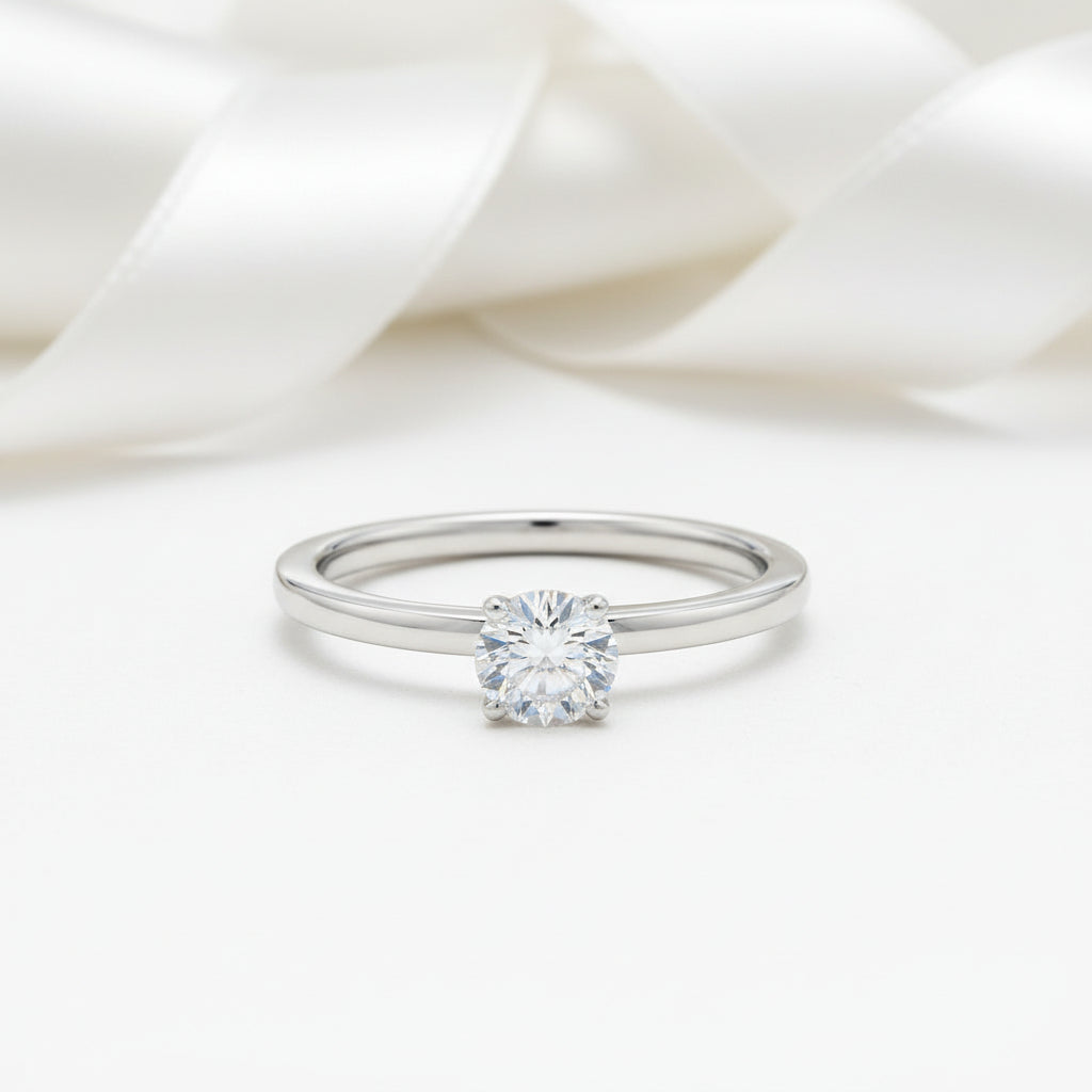 5mm 0.5Ct D Color VVS1 Diamond Option Solitaire Engagement Ring – Black ...