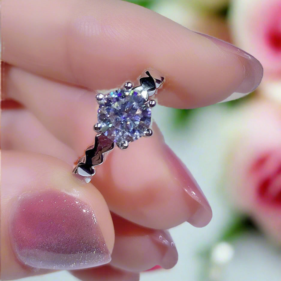 6.5mm 1ct Round Cut Diamond Upscale Adjustable Engagement Ring – Black ...