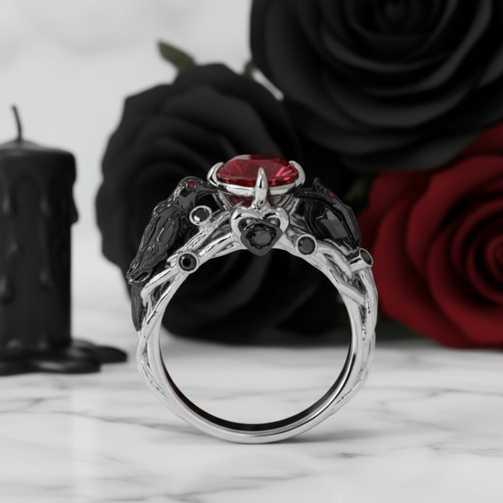 Black Crow- 1.25 Carat Diamond Option Gothic Wedding Ring – Black ...