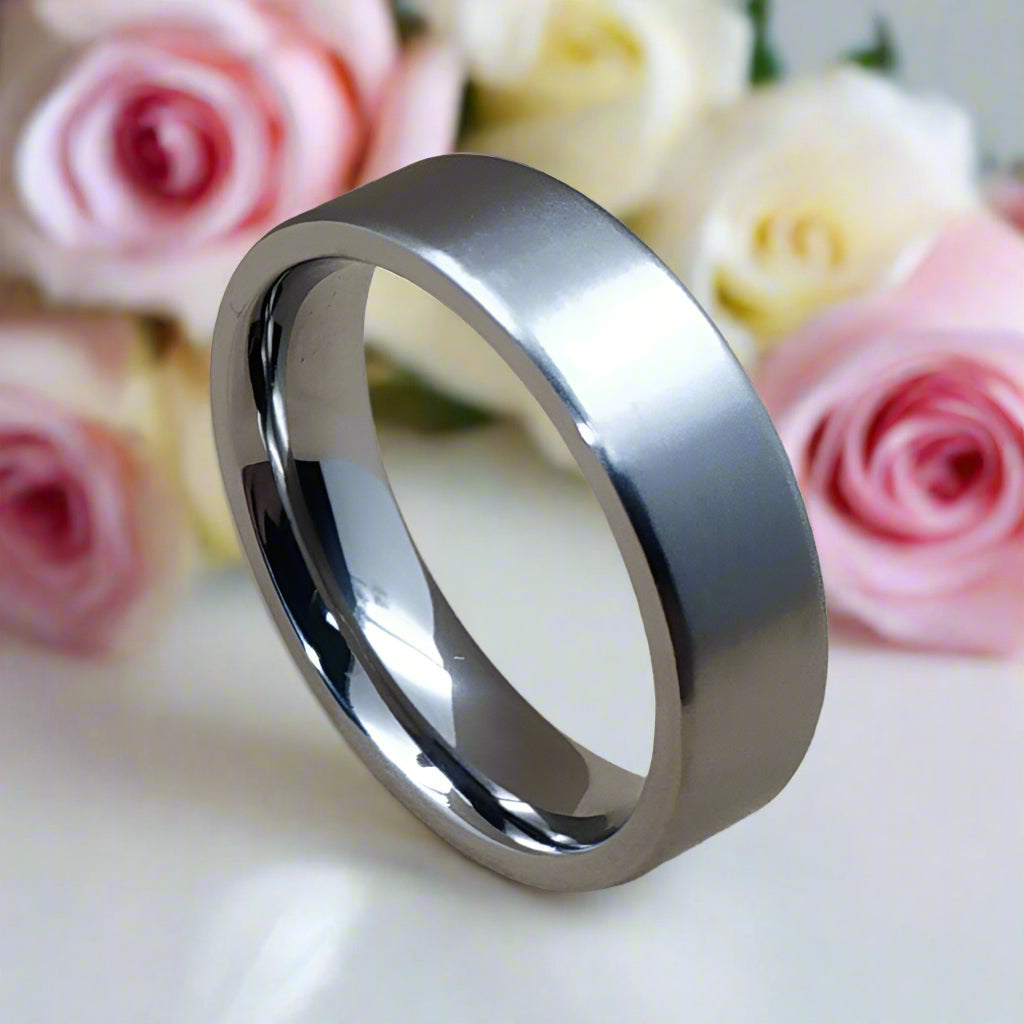 Brushed Flat Pure Titanium Men's Wedding Ring from Black Diamonds New York