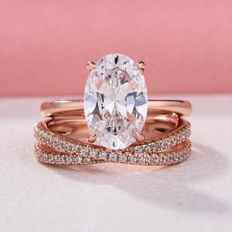 Classic Rose Gold Oval Cut Bridal Set from Black Diamonds New York