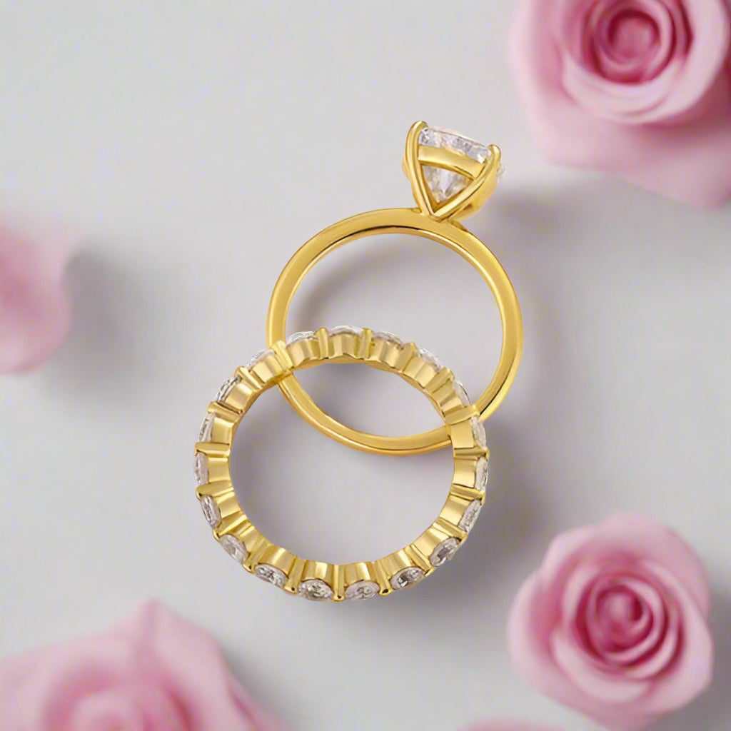 Classic Yellow Gold Pear Cut Wedding Ring Set from Black Diamonds New York