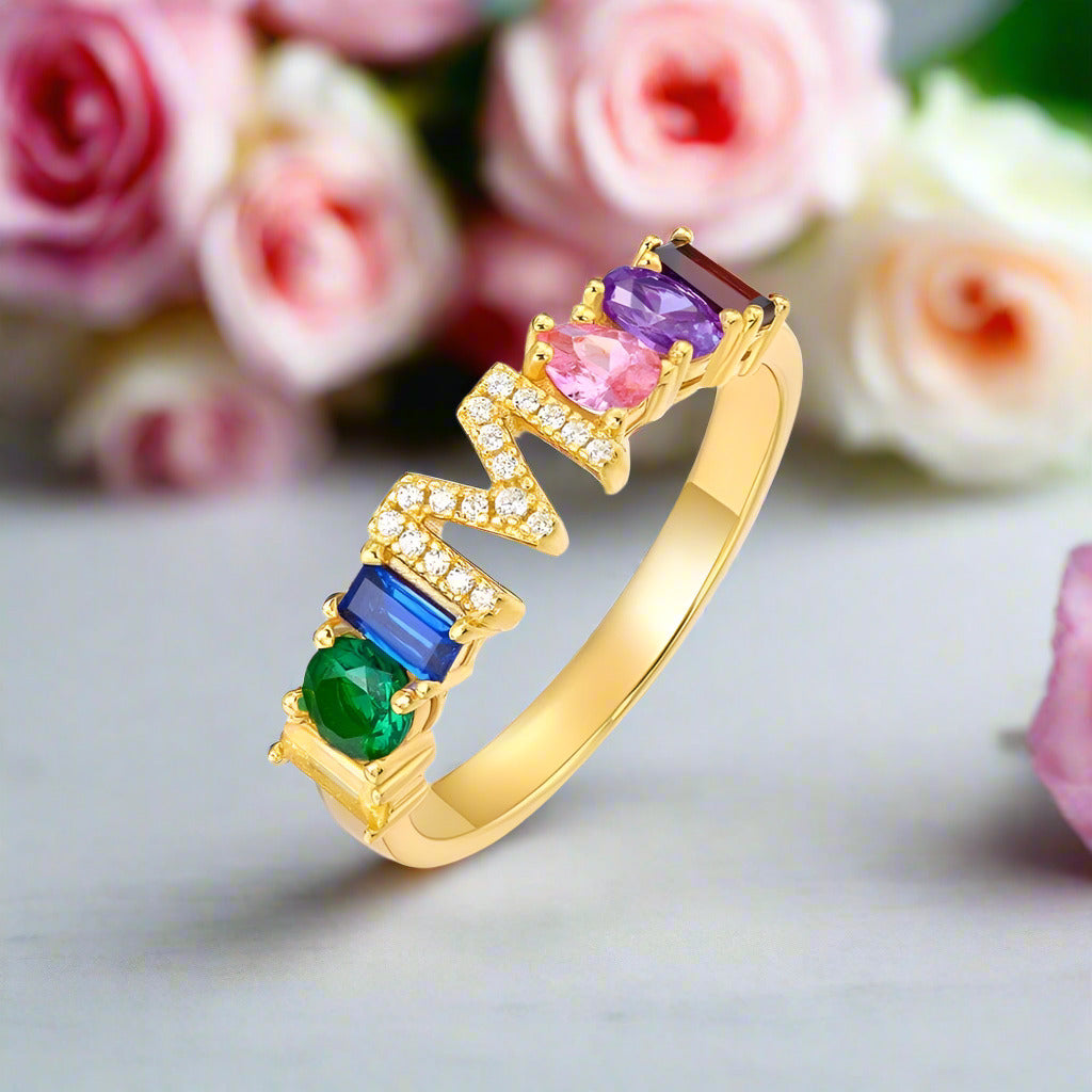 Colorful Diamond Alphabet Letters Adjustable Ring – Black Diamonds New York