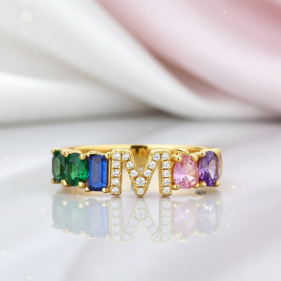 Colorful Diamond Alphabet Letters Adjustable Ring from Black Diamonds ...
