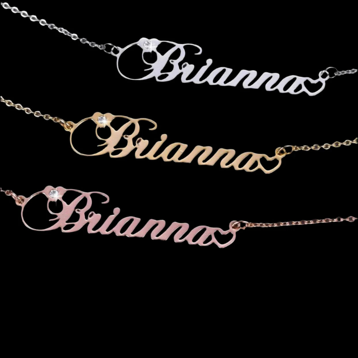 Cursive Custom Name Necklace With Diamond from Black Diamonds New York
