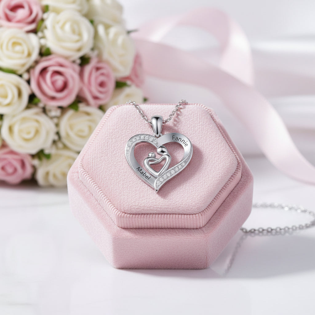 Custom Mother Baby Pendant Necklace – Black Diamonds New York