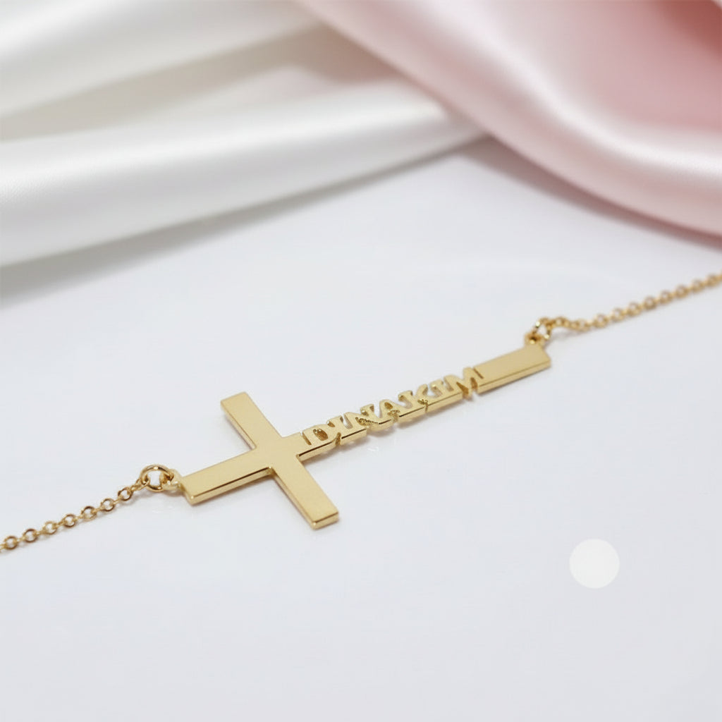 Custom Name Cross Necklace from Black Diamonds New York