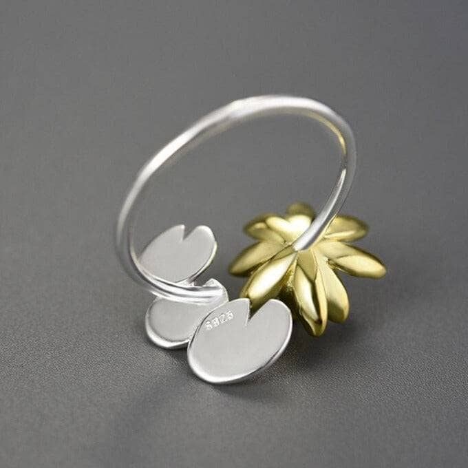 Elegant Water Lily Flower Adjustable Ring from Black Diamonds New York