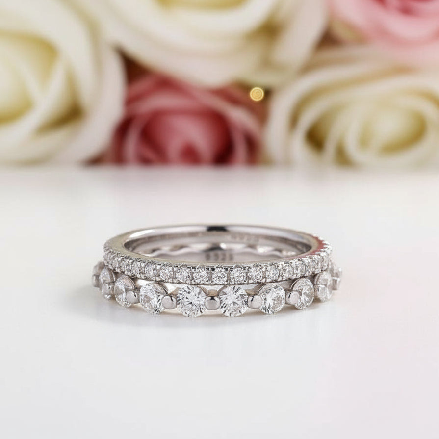 Exquisite Women's Stackable Wedding Band Set from Black Diamonds New York