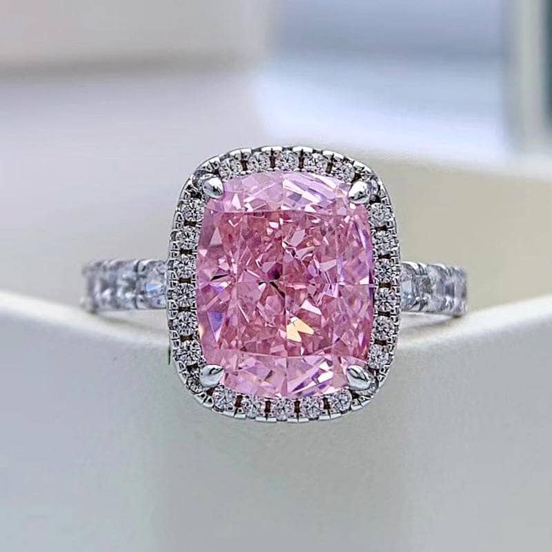 Gorgeous Halo Cushion Cut Pink Sapphire Engagement Ring from Black ...