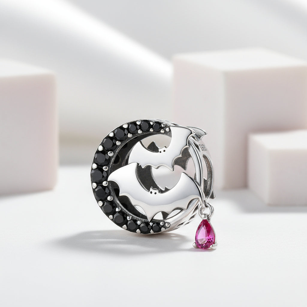 Gothic Flower Moon Bat & Vintage Style Hanging Beads – Black Diamonds ...