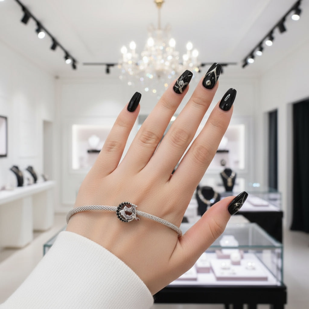 Gothic Flower Moon Bat & Vintage Style Hanging Beads from Black ...