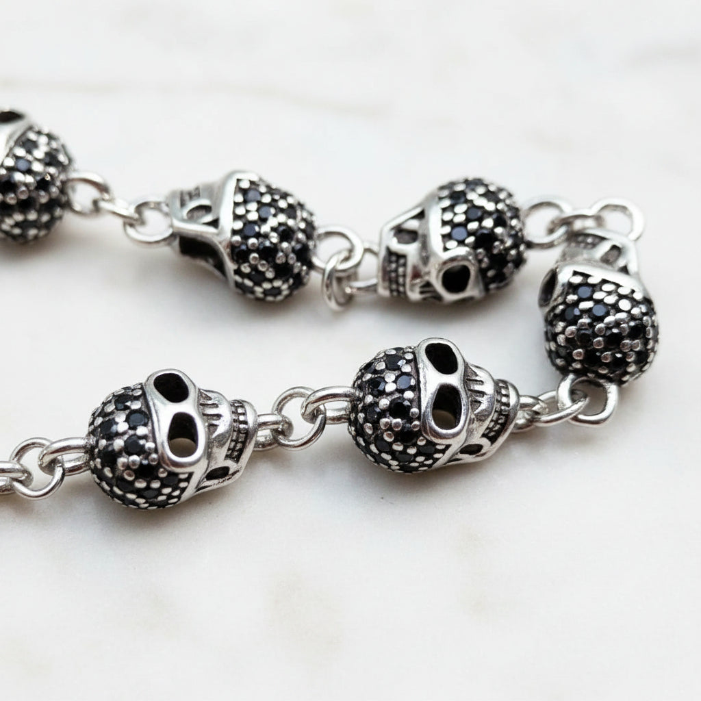 Gothic Skull Pave Link Chain Bracelet from Black Diamonds New York
