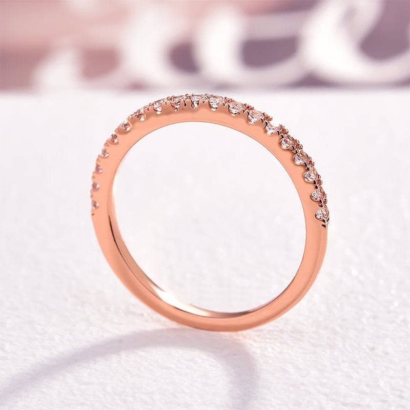 Half Eternity Rose Gold Peachy Pink Stone Wedding Band from Black ...