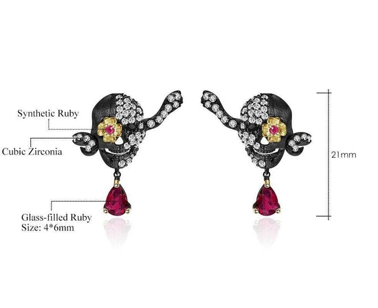 Handmade Skull Stud Earrings With Ruby Gemstone from Black Diamonds New ...