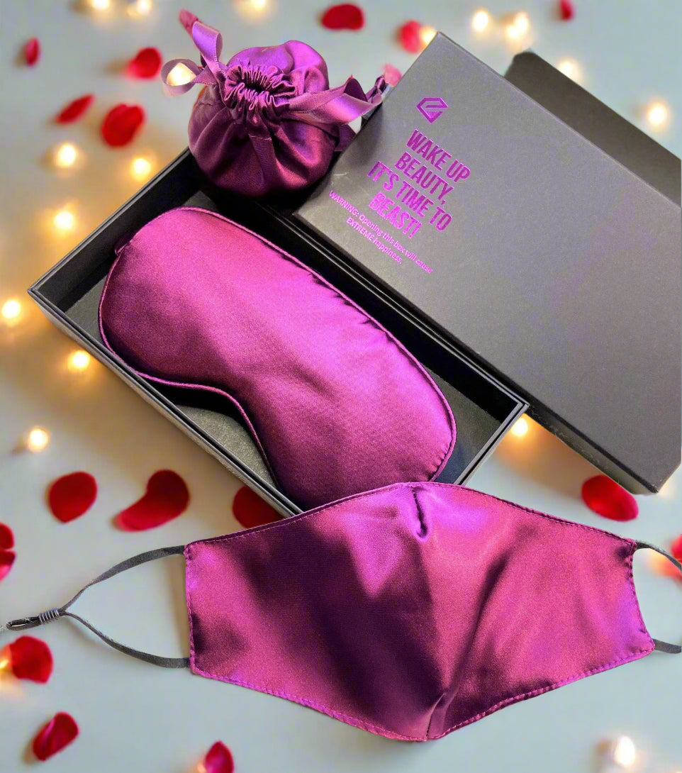 Magenta Silk Sleep Mask & Face Mask Luxe Gift Set from Black Diamonds ...
