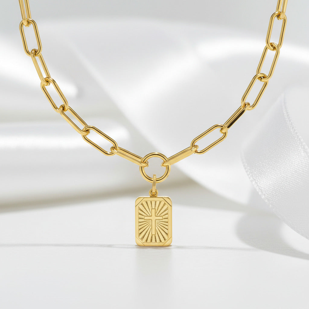 Miami Cross Square Rolo Box Chain Choker Necklace – Black Diamonds New York