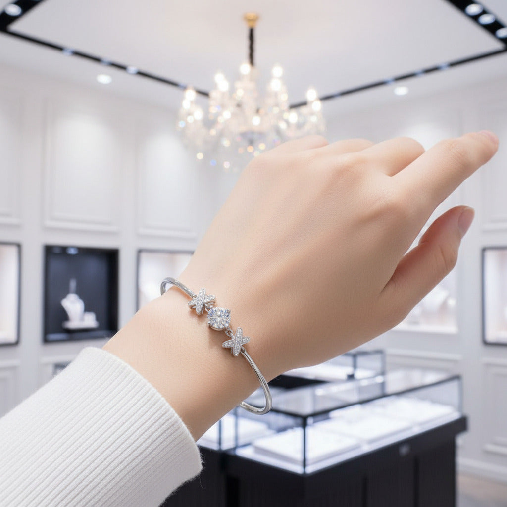 Diamond Cute Cross Letter Bracelet – Black Diamonds New York