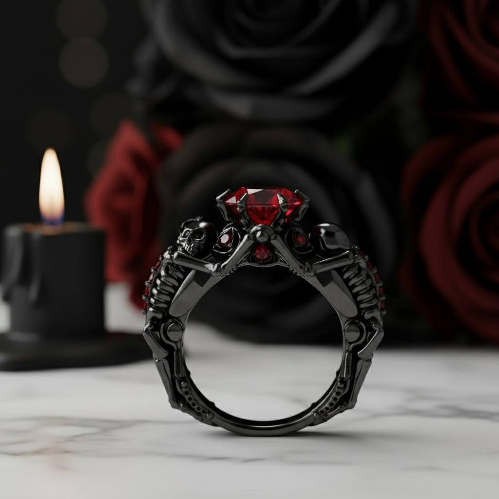 My Ride or Die Promise Ring (Biker Series)- 1.5 ct Round Cut Diamond Gothic Ring from Black ...