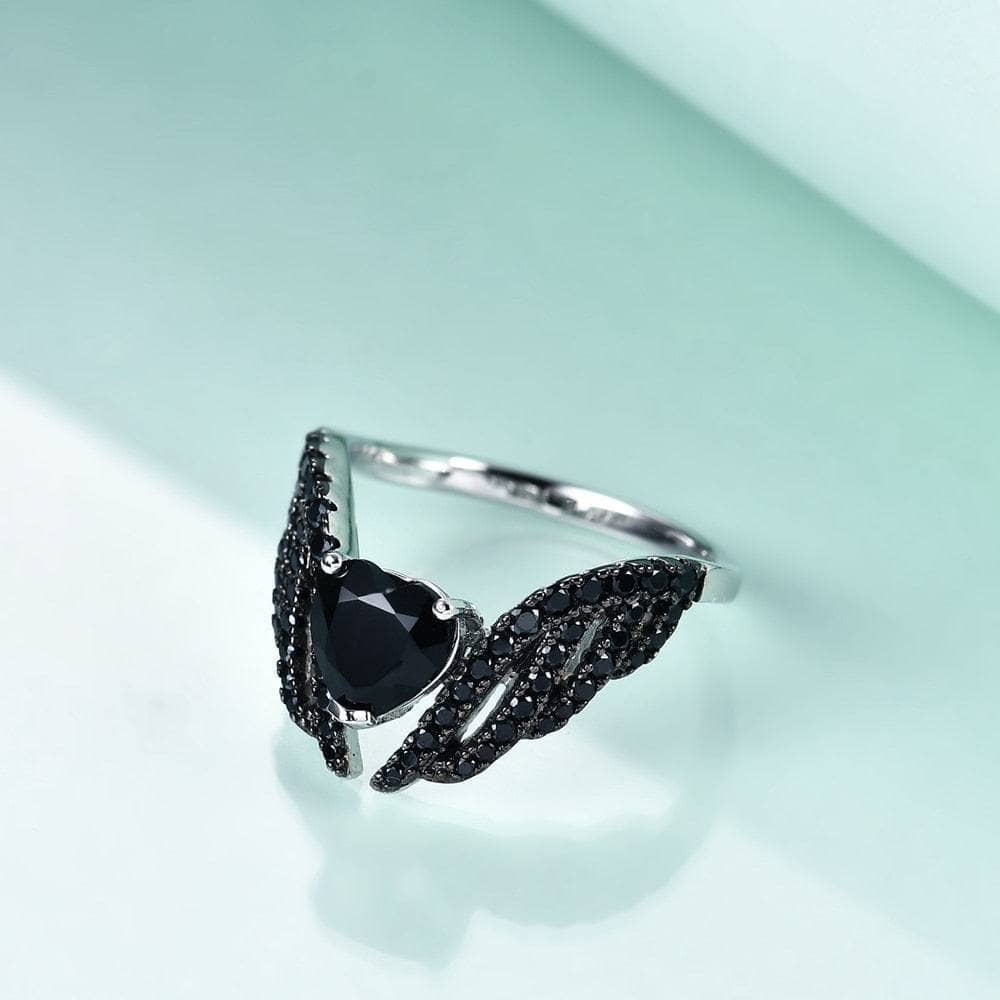 Natural Red Garnet Black Swan Feather Wing Ring from Black Diamonds New ...