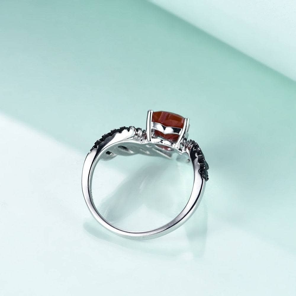 Natural Red Garnet Black Swan Feather Wing Ring from Black Diamonds New ...